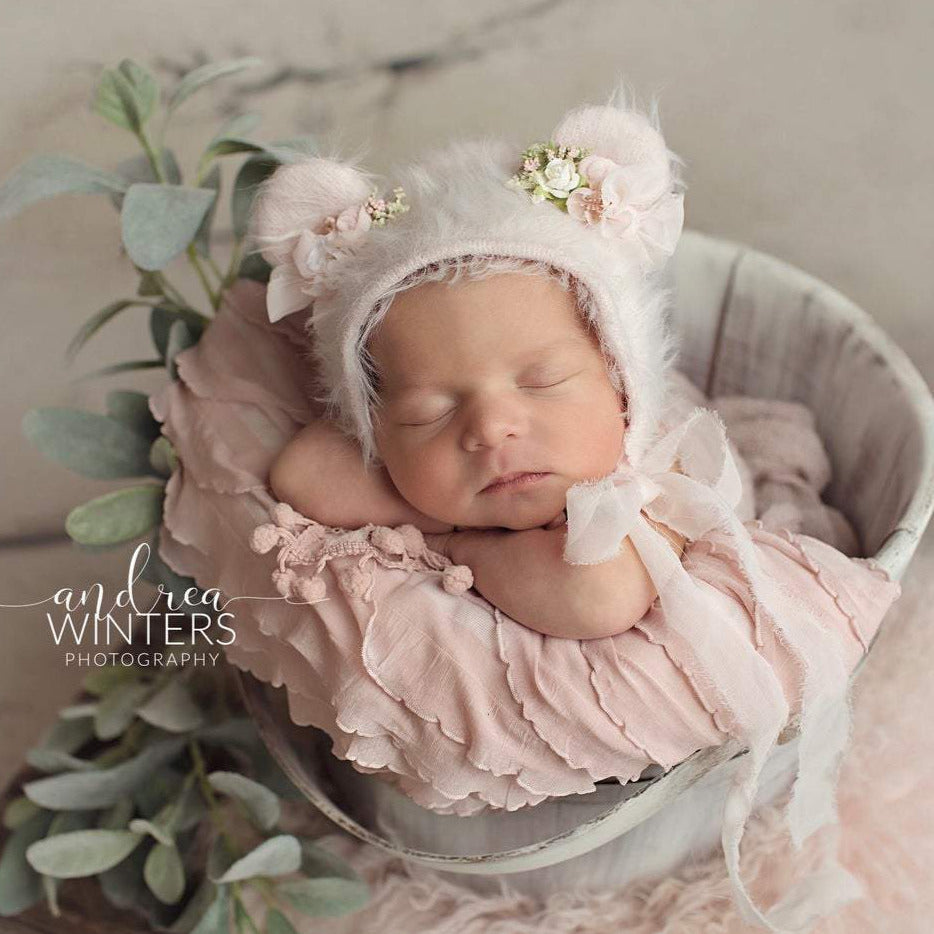 Newborn Teddy Bonnet Pink Pinkytinks